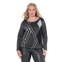 Ulla Popken Langarmshirt in khakigrau | Gr.: 50-52