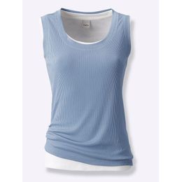 Heine Tanktop in bleu-ecru | Gr.: 44