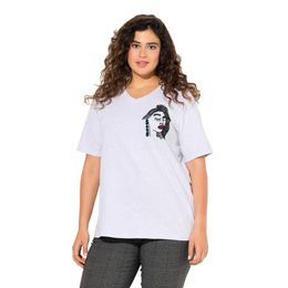 Ulla Popken Shirt in hellgrau m&eacute;lange | Gr.: 62/64