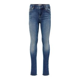 KIDS Only M&auml;dchen Skinny Fit Jeanshose mit offenem Saum in Blau | Gr.: 128