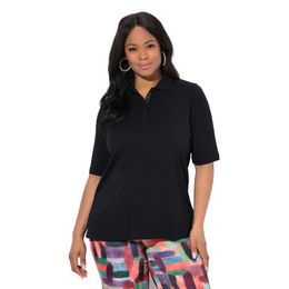 Ulla Popken Poloshirt in schwarz | Gr.: 58-60