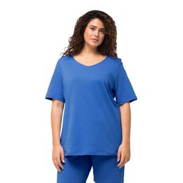 Ulla Popken Shirt in mittelblau | Gr.: 62/64