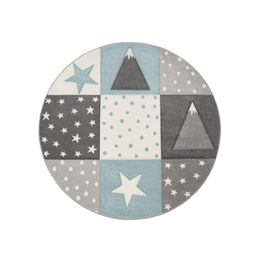 KADIMA DESIGN Kinderteppich Patchwork in Blau | Gr.: 120 x 170 cm
