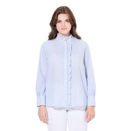 Ulla Popken Trachtenbluse in himmelblau | Gr.: 54-56