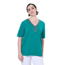 Ulla Popken Shirt in gr&uuml;nblau | Gr.: 58-60
