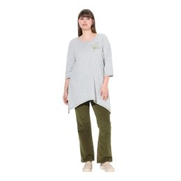 Ulla Popken Longshirt in hellgrau m&eacute;lange | Gr.: 42-44