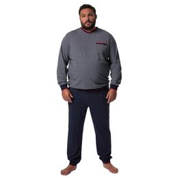 Men Plus Langer Schlafanzug in navy blau | Gr.: XL