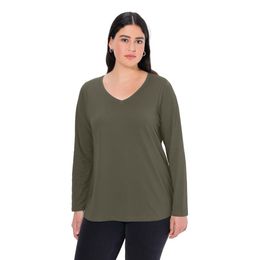 Ulla Popken Shirt in olivgrau | Gr.: 58-60