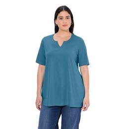 Ulla Popken Shirt in denimblau | Gr.: 62/64