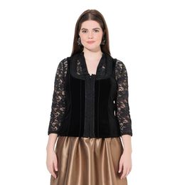 Ulla Popken Trachtenbluse in schwarz | Gr.: 46 - Normalgr&ouml;&szlig;e