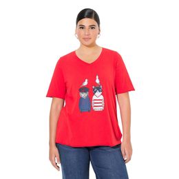 Ulla Popken Shirt in neon rot | Gr.: 46-48