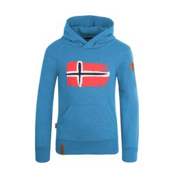 Trollkids Hoodie Pullover mit Kapuze "Trondheim" in Mittelblau | Gr.: 110