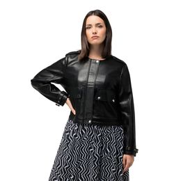 Ulla Popken Kunstlederjacke in schwarz | Gr.: 50-52