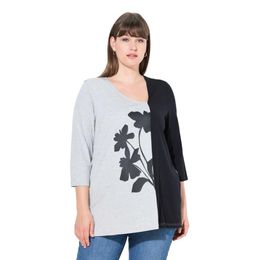 Ulla Popken Shirt in grau melange | Gr.: 54-56