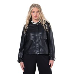 Ulla Popken Kunstlederjacke in schwarz | Gr.: 62/64