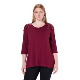 Ulla Popken Longsleeve in dunkel kirschrot | Gr.: 46-48