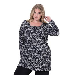 Ulla Popken Longshirt in schwarz | Gr.: 46-48