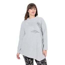 Ulla Popken Longshirt in grau melange | Gr.: 46-48