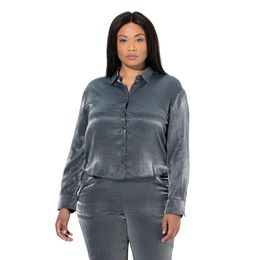 Ulla Popken Hemdbluse in silber | Gr.: 58-60