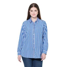 Ulla Popken Trachtenbluse in royalblau | Gr.: 50-52