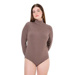 Ulla Popken Longsleeve in dunkles taupe | Gr.: 50-52