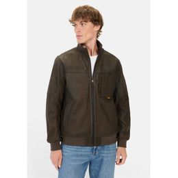 Camel Active Lederjacke mit Bomberkragen in Olive-Braun | Gr.: 56