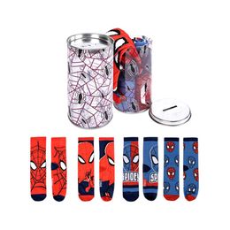 Cerda 4er - Pack Kindersocken Spider-Man Geschenkset in Spardose in Bunt | Gr.: 27-30