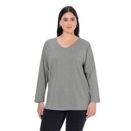 Ulla Popken Shirt in hellgrau m&eacute;lange | Gr.: 50-52