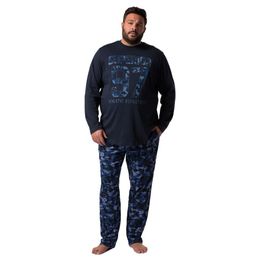 Men Plus Langer Schlafanzug in navy blau | Gr.: XXL