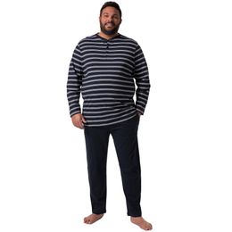 Men Plus Langer Schlafanzug in navy blau | Gr.: XL