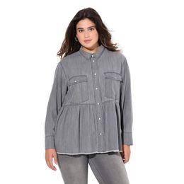 Ulla Popken Bluse in light grey denim | Gr.: 58-60