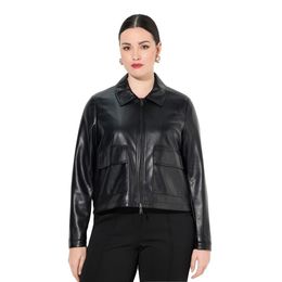 Ulla Popken Lederjacke in schwarz | Gr.: 54-56