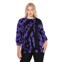 Ulla Popken Jacquard-Pullover in lila | Gr.: 54-56