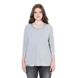 Ulla Popken Shirt in hellgrau m&eacute;lange | Gr.: 42-44