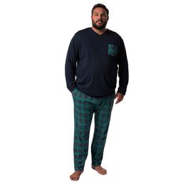 Men Plus Langer Schlafanzug in navy blau | Gr.: XL