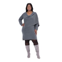 Ulla Popken Midikleid in mittel grau melange | Gr.: 42-44