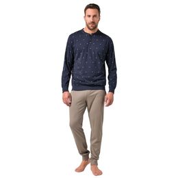 JP1880 Langer Schlafanzug in navy blau | Gr.: 8XL