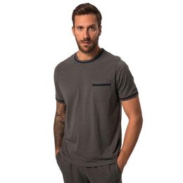 JP1880 Langer Schlafanzug in grau melange | Gr.: 7XL