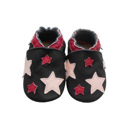 Mejale Leder Babyschuhe mit Sternenmuster, rutschfeste harte Sohle - schwarz | Gr.: 23/24