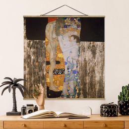 Bilderwelten Stoffbild mit Posterleisten Gustav Klimt - Die drei Lebensalter der Frau
