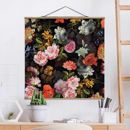 Bilderwelten Stoffbild mit Posterleisten Dunkles Blumenbouquet II