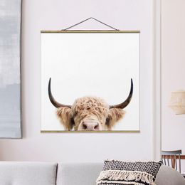 Bilderwelten Stoffbild mit Posterleisten Verstecktes Hochlandrind