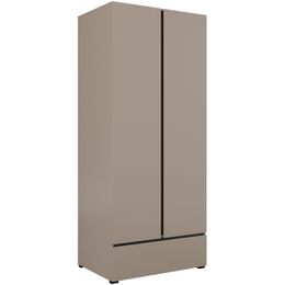 Drehtürenschrank OTTO HOME "Cross, moderner griffloser Kleiderschrank", braun (congo), B:89cm H:210cm T:59,5cm, FSC-zertifizierter Holzwerkstoff, Melamin, Metall, Schränke, Drehtürenschrank, Wäscheschrank mit Schublade, Garderobe, Türen