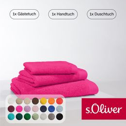 Handtuch Set s.Oliver "s.Oliver, Premium Qualit&auml;t, 600 gr/m&sup2;", pink, 3 Stk., Walkfrottier, Walkfrottier, Obermaterial: 100% Baumwolle, Handtuch-Sets, 1 G&auml;stetuch 30x50 cm, 1 Handtuch 50x100 cm, 1 Duschtuch 70x140 cm