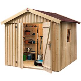 Gartenhaus Weka "Schwedenhaus", beige (naturbelassen), ohne Dacheindeckung, Massivholz, Gartenh&auml;user, Gartenhaus