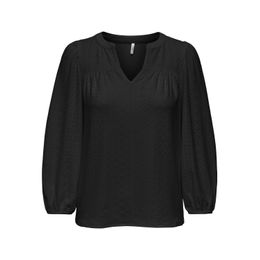 Blusenshirt Only "ONLSANDRA 3/4 SPLIT TOP JRS", Damen, Gr. S (36), schwarz, Single Jersey, Obermaterial: 95% Polyester, 5% Elasthan, unifarben, regular fit, Rundhals, Shirts Blusenshirt