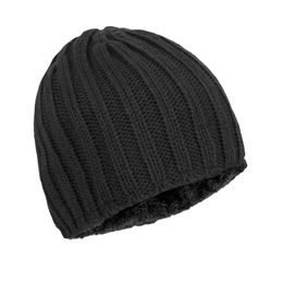 Fostex Strick Beanie gef&uuml;ttert schwarz