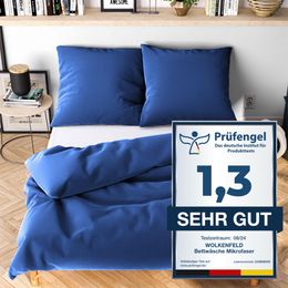 Bettw&auml;sche WOLKENFELD "Allergiker Bettw&auml;sche, unfassbar weich", marineblau, B/L: 240cm x 220cm, 1 Stk., 2 Stk., Microfaser, B/L: 80cm x 80cm & 80cm x 80cm, 3 tlg., Microfaser, Obermaterial: 100% Polyester, Bettw&auml;sche, Bettw&auml;sche