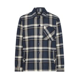 Langarm-Poloshirt Clean Cut Copenhagen "Clean Cut Copenhagen Asher Checked Overshirt", Damen, Gr. L, navy, 100% Baumwolle, kariert, normal, amerikanischer Ausschnitt, Shirts