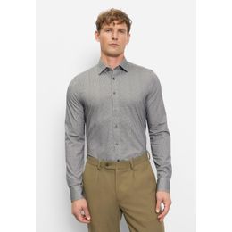 Businesshemd OLYMP "OLYMP Level Five 24/Seven, body fit, Businesshemd, New York Kent", Jungen, Gr. 38, Normaler Arm, grau, grün, 92% Baumwolle, 8% Elasthan, Hemden